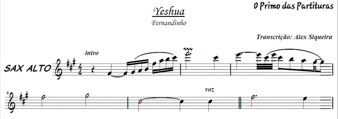 Yeshua - Partitura Sax Alto - O Primo das Partituras