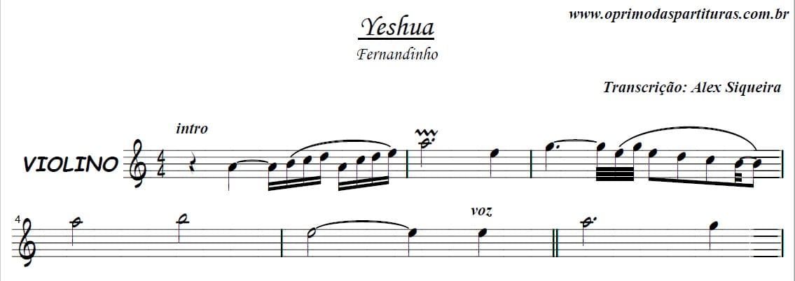 Yeshua - Partitura Violino - O Primo das Partituras