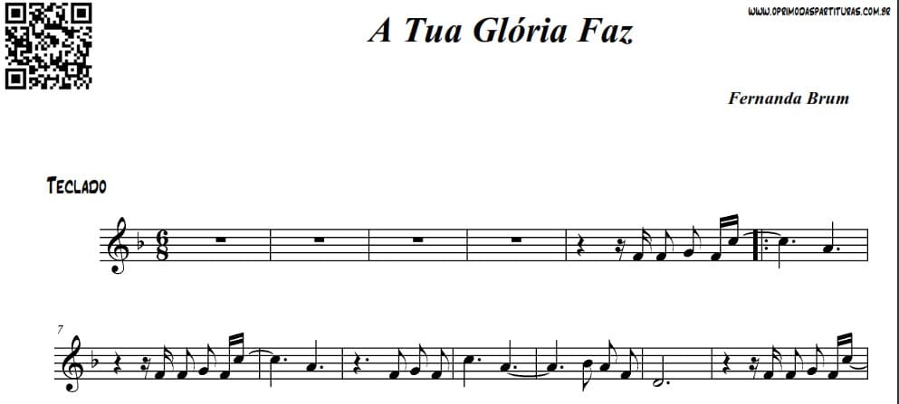 A Tua Glória Faz - Partitura Teclado - O Primo das Partituras A Tua Glória Faz - Partitura Teclado - O Primo das Partituras