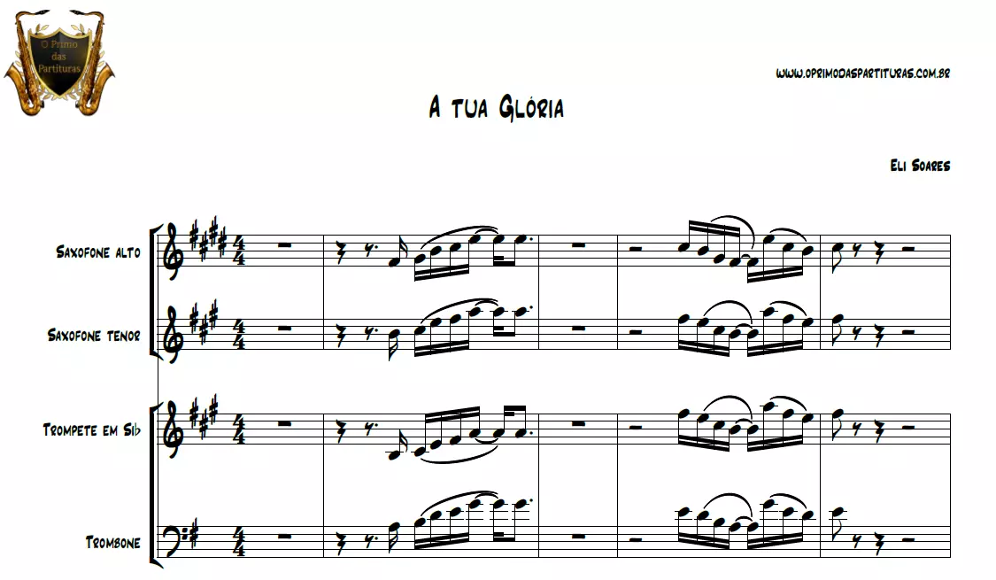 Partitura A tua Glória - Eli Soares - Metais - O Primo das Partituras Partitura A tua Glória - Eli Soares - Metais - O Primo das Partituras